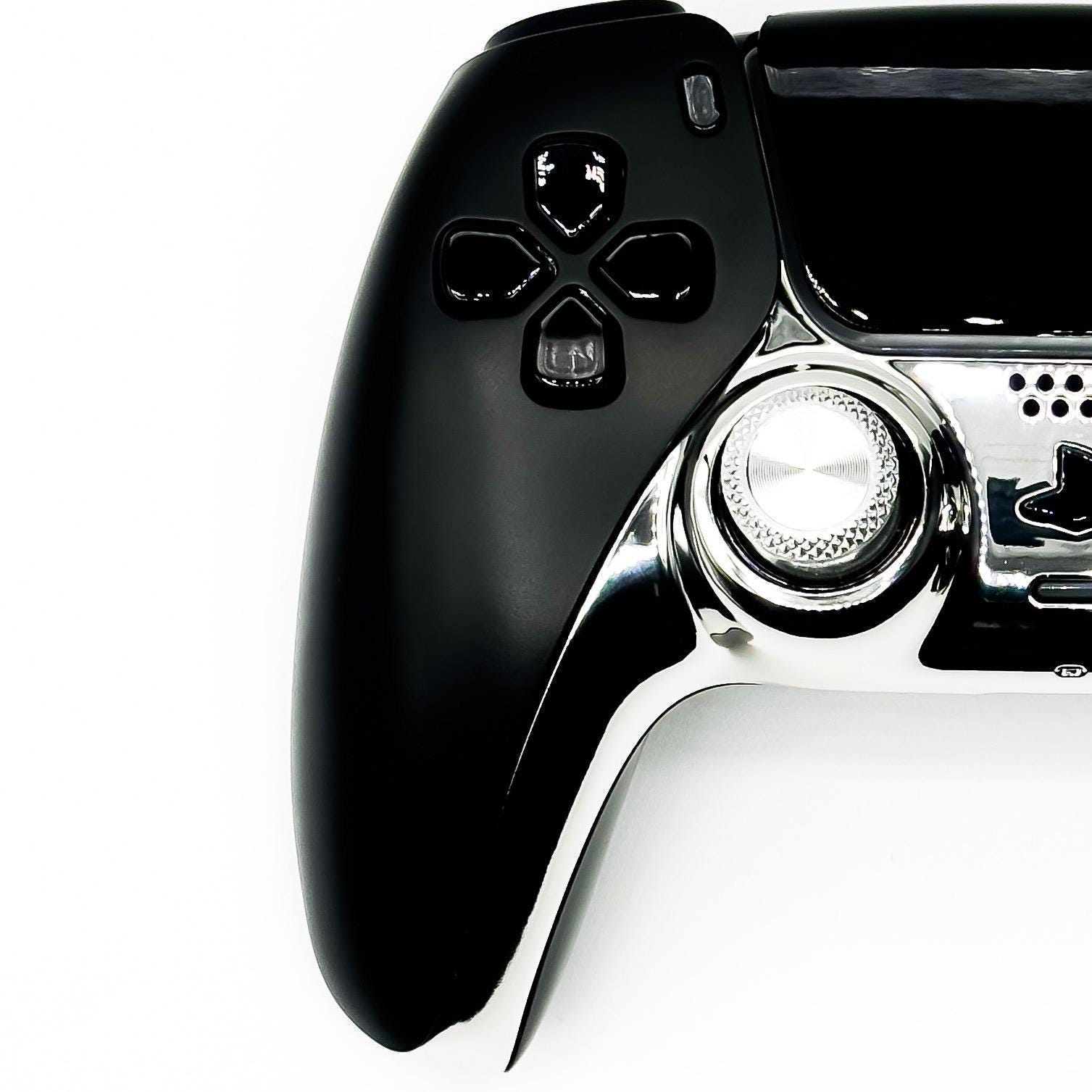 Luxury Custom PS5 Controller Black Chrome Accessories Silver Trim ...
