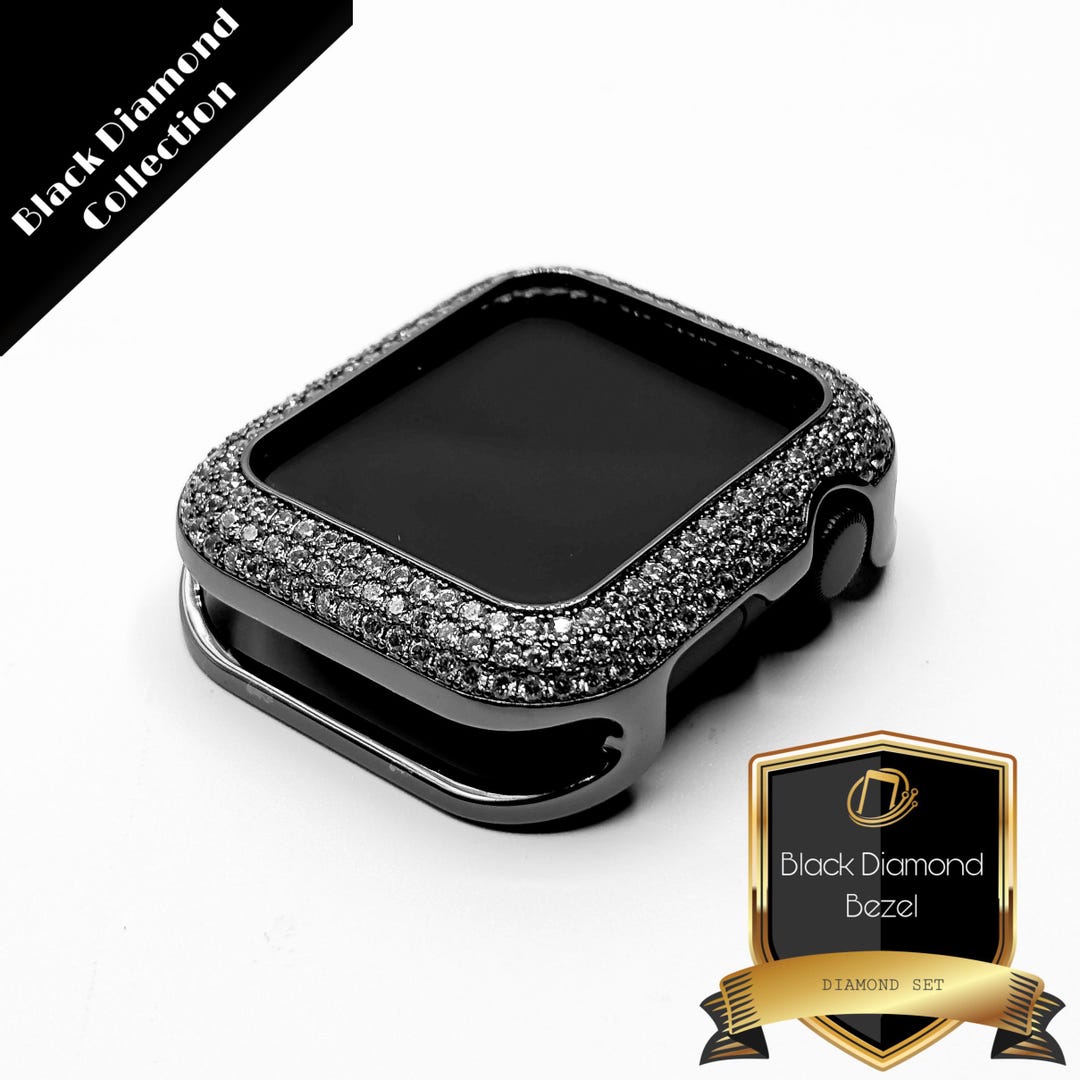 Luxury Apple Watch Case, Black Lab Diamond Swarovski Crystals Steel ...