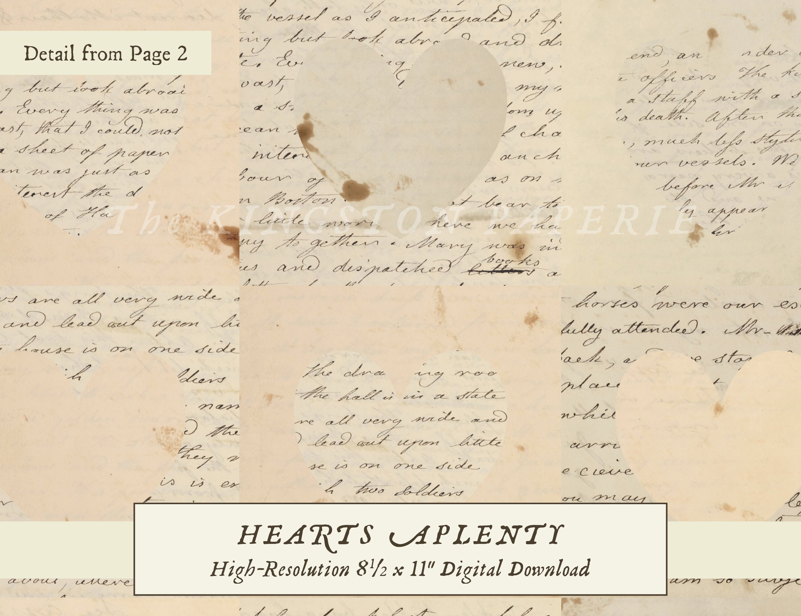 Hearts Aplenty Printable Digital Download for Journals, Greeting Cards ...