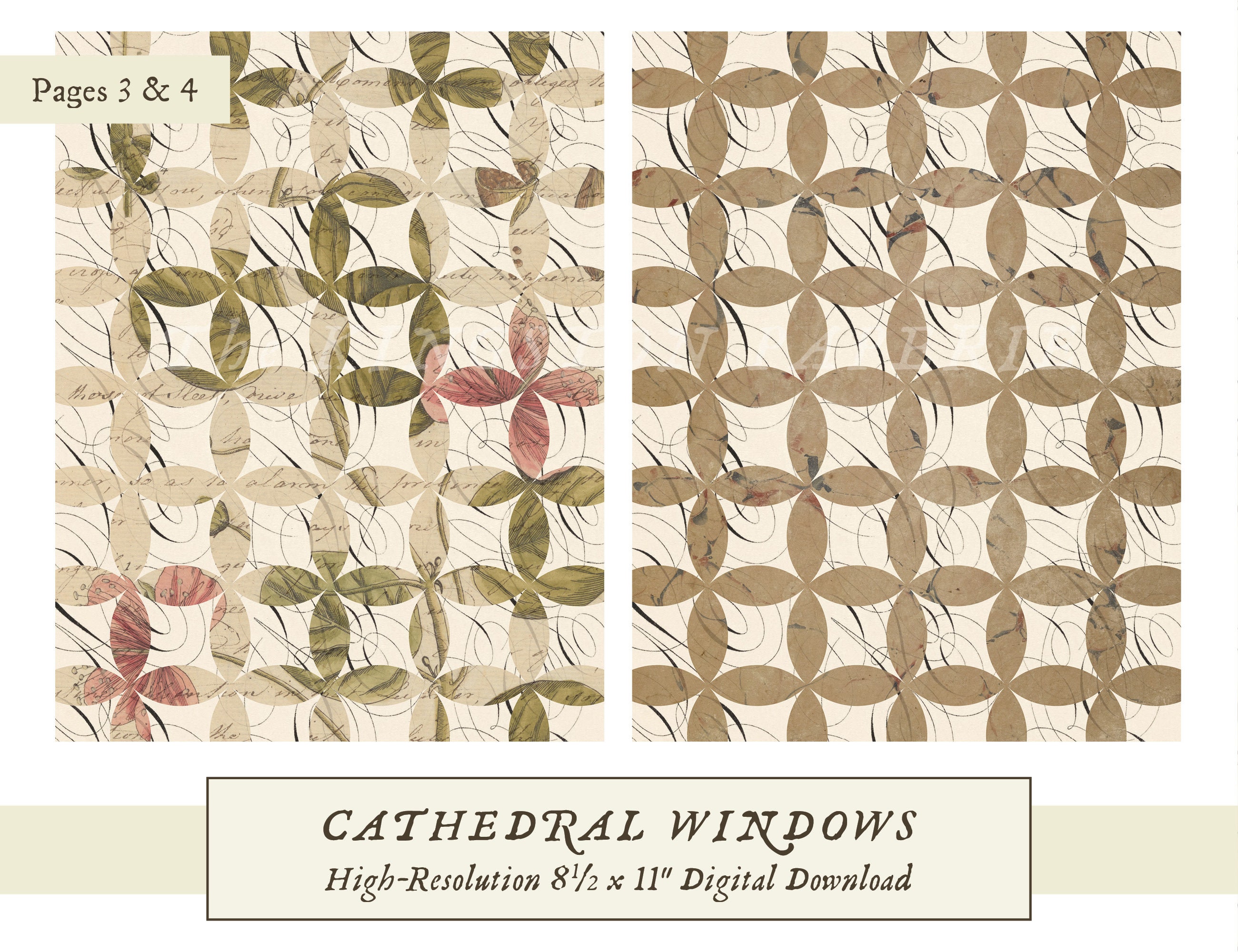 Cathedral Windows Printable Digital Download for Journals, Greeting ...