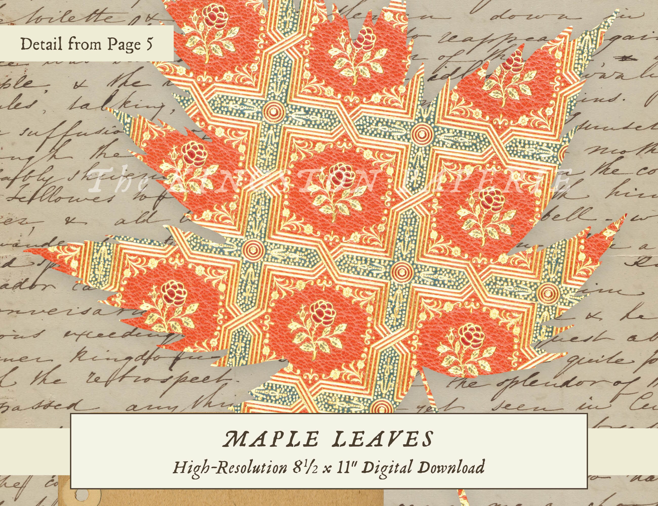 Maple Leaves Printable Digital Download for Journals Greeting - Etsy