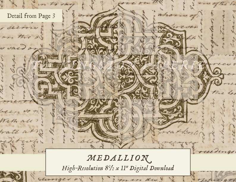 Medallion Printable High-res Digital Download for Journals, Greeting ...