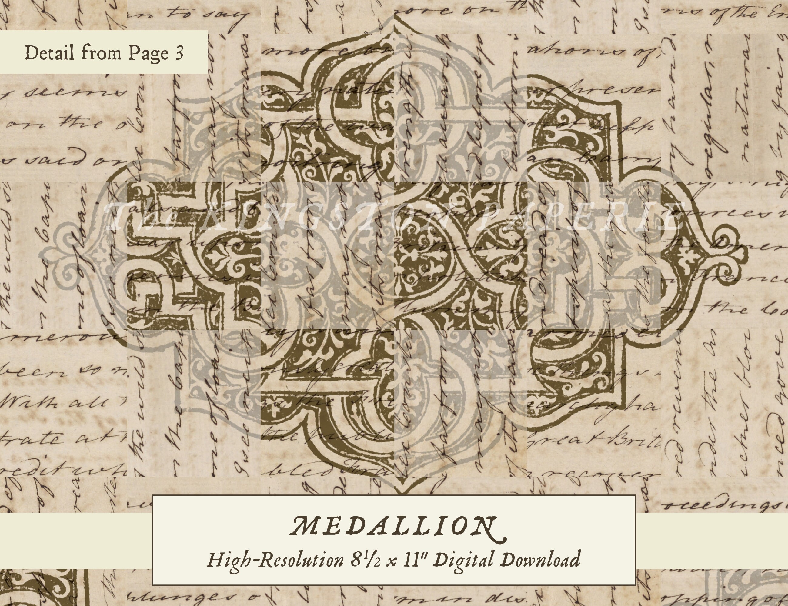 Medallion Printable High-res Digital Download for Journals, Greeting ...