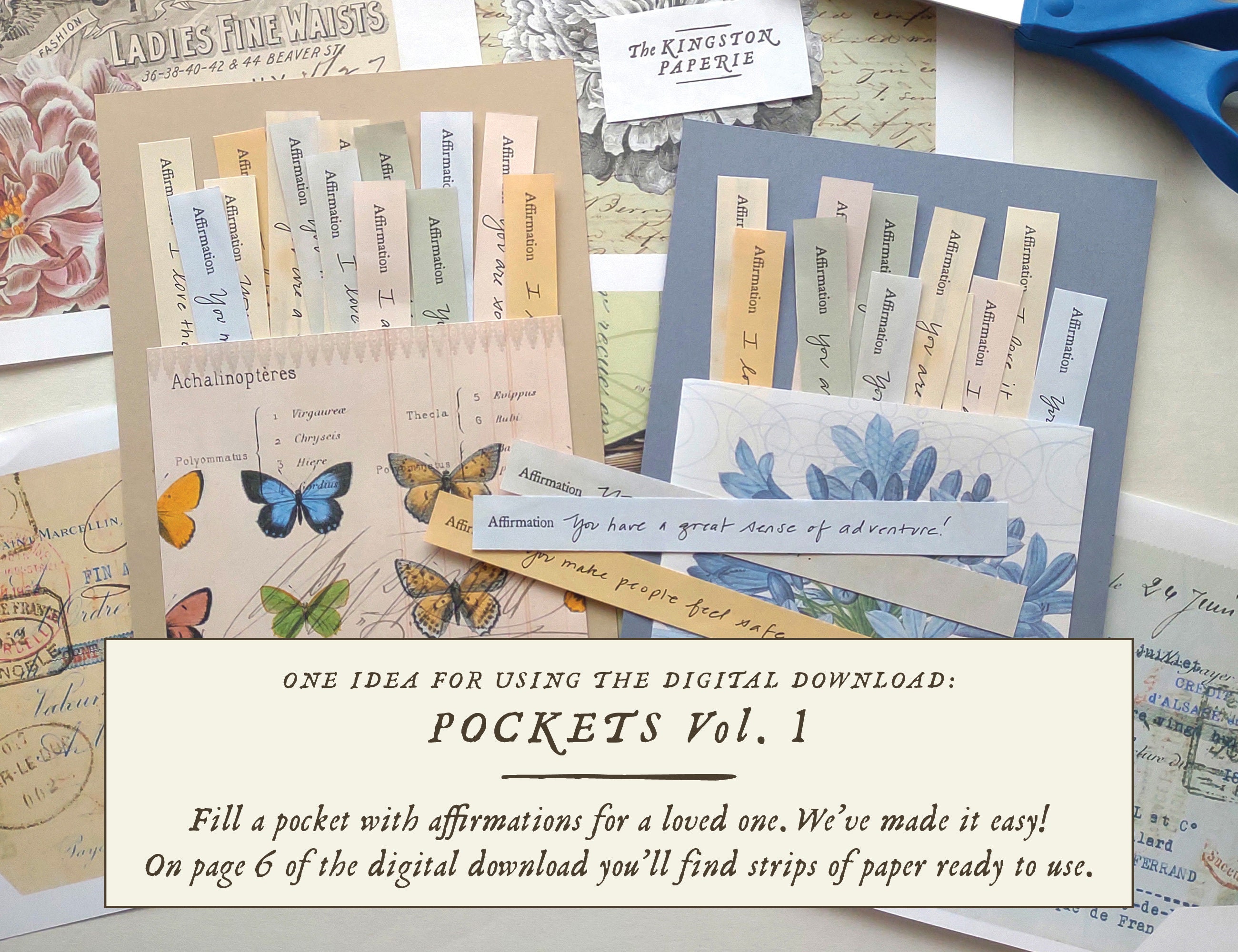 Printable Pockets Digital Download for Journals, Greeting Cards ...
