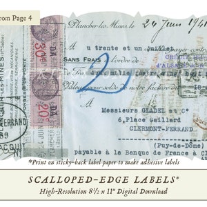 Scalloped-edge Label Printable Digital Download for Journals, Greeting ...