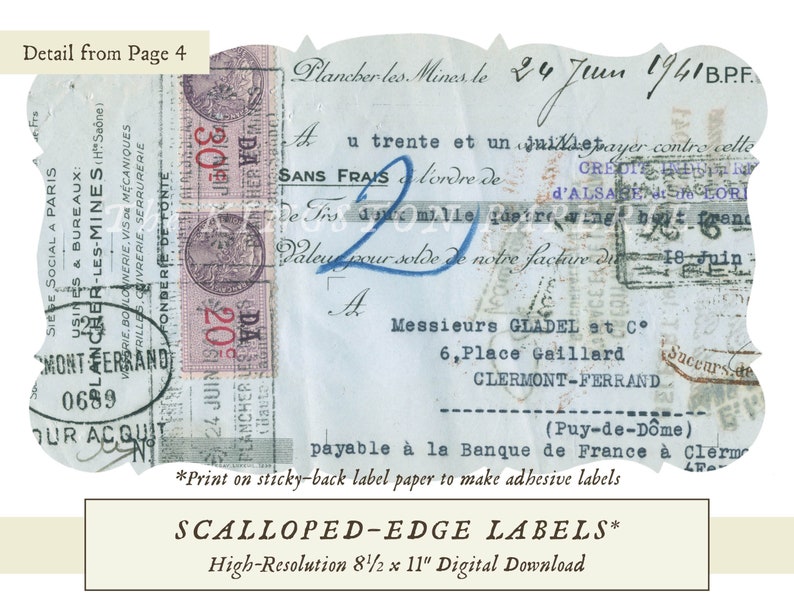 Scalloped-edge Label Printable Digital Download for Journals - Etsy
