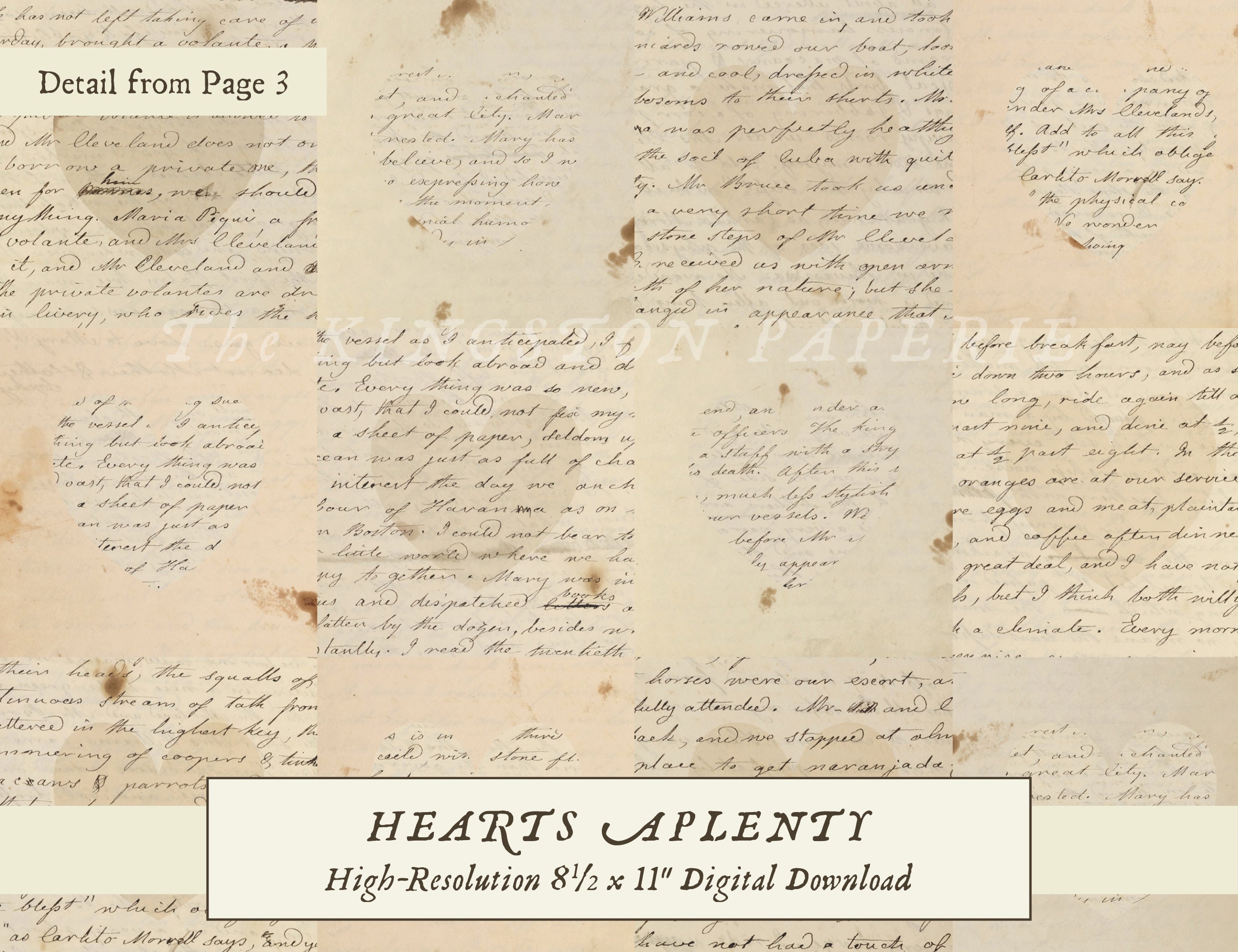 Hearts Aplenty Printable Digital Download for Journals, Greeting Cards ...