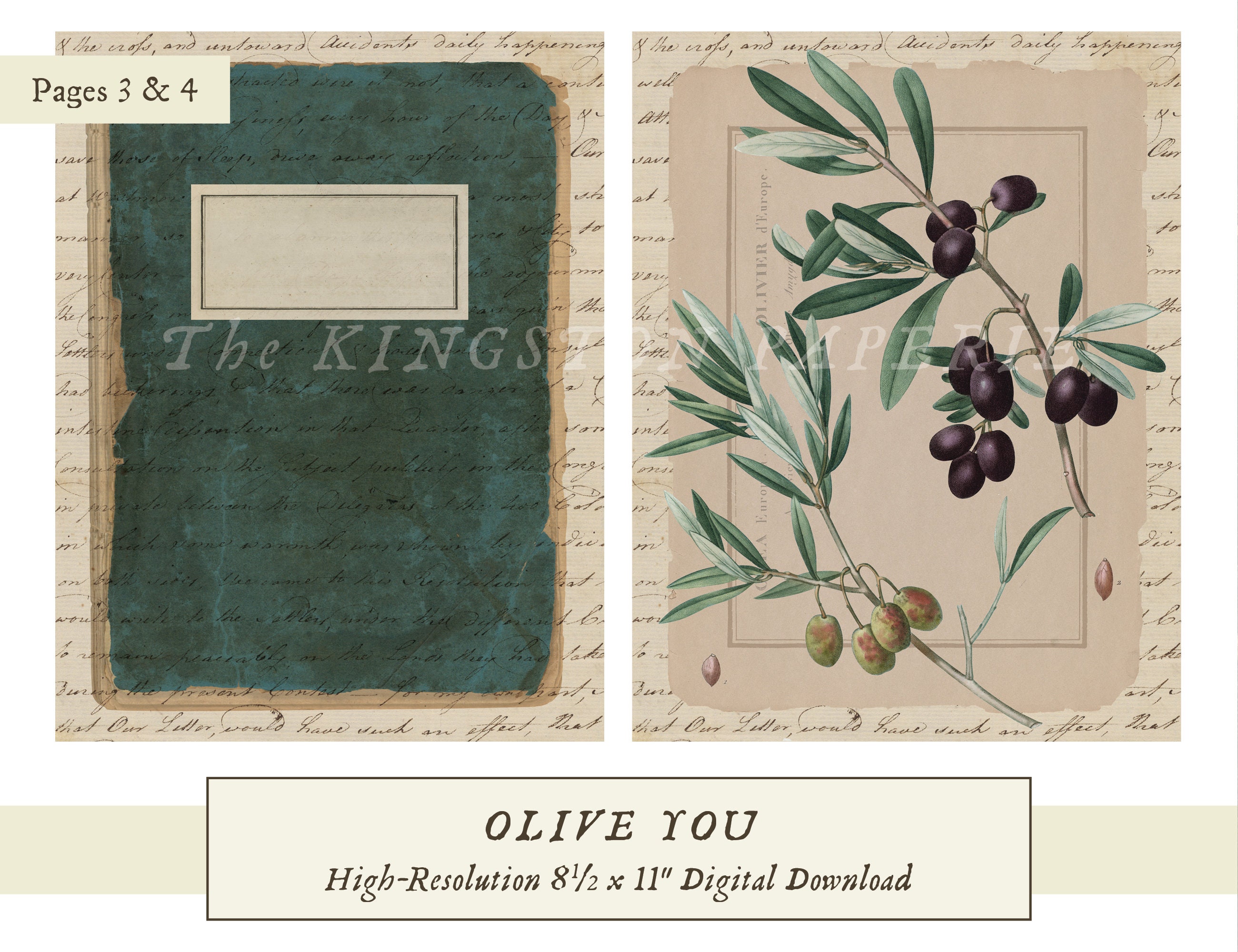 Olive You Printable Digital Download for Journals, Greeting Cards ...