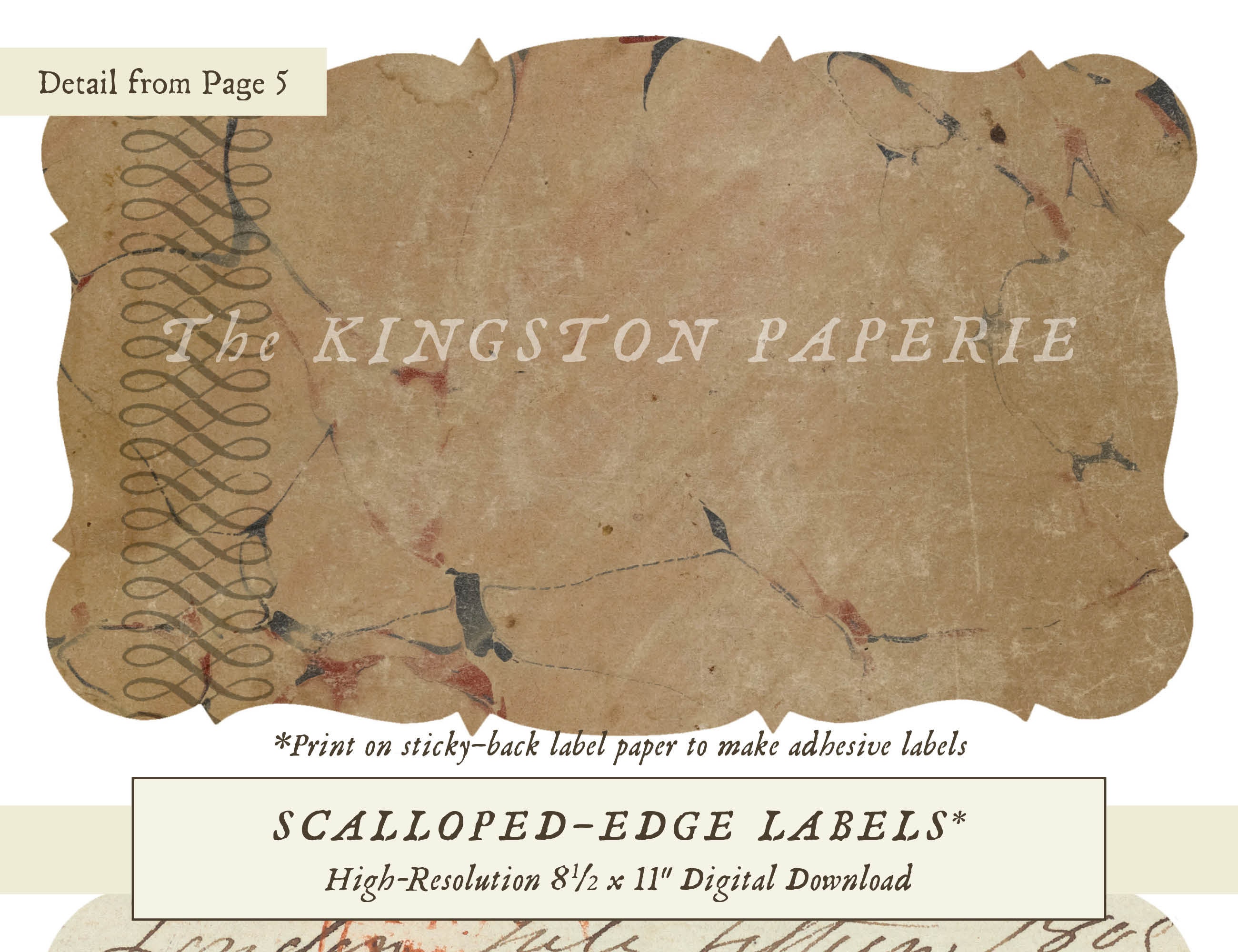 Scalloped-edge Label Printable Digital Download for Journals, Greeting ...
