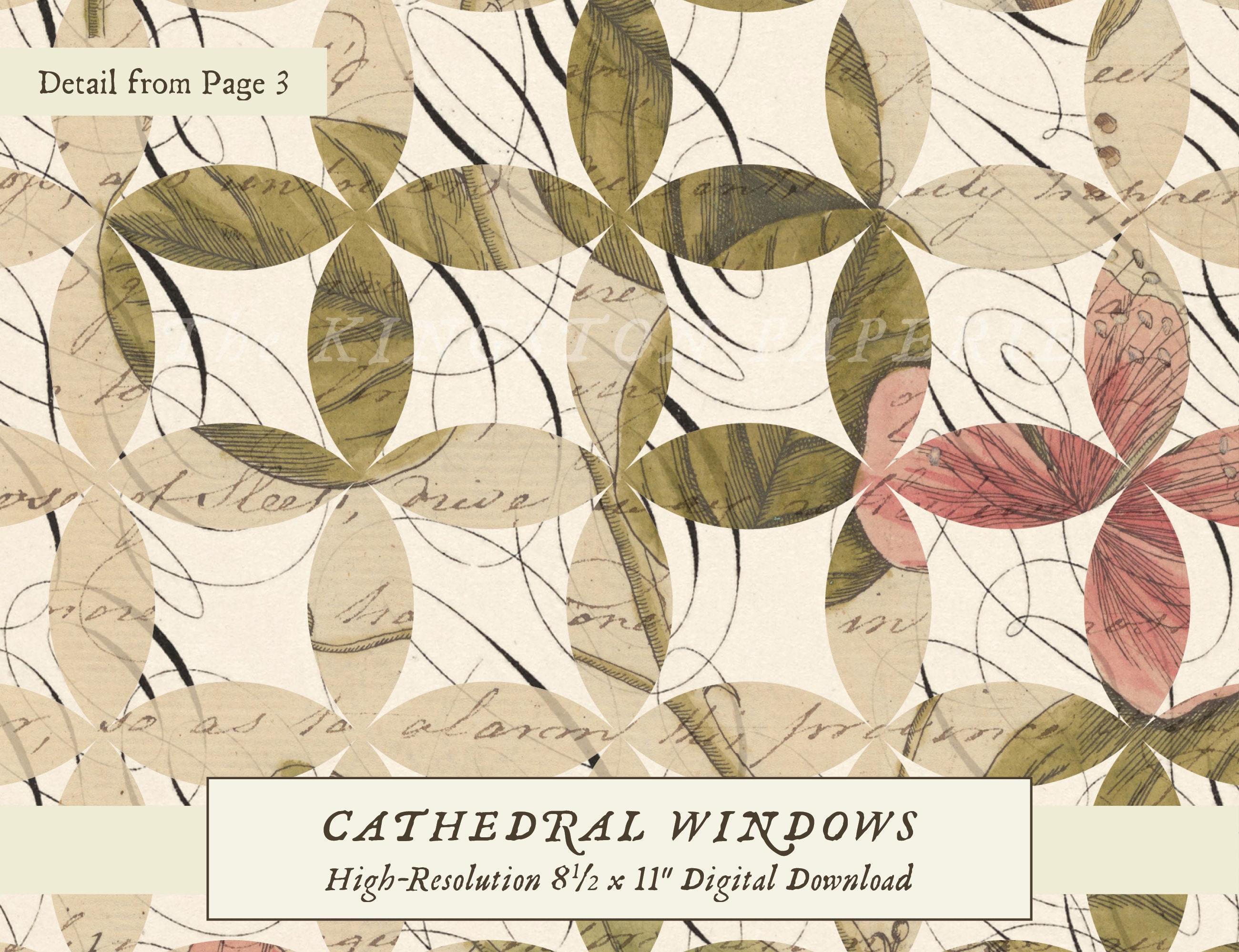 Cathedral Windows Printable Digital Download for Journals, Greeting ...