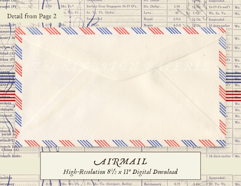 Airmail Printable Digital Download for Journals, Greeting Cards ...