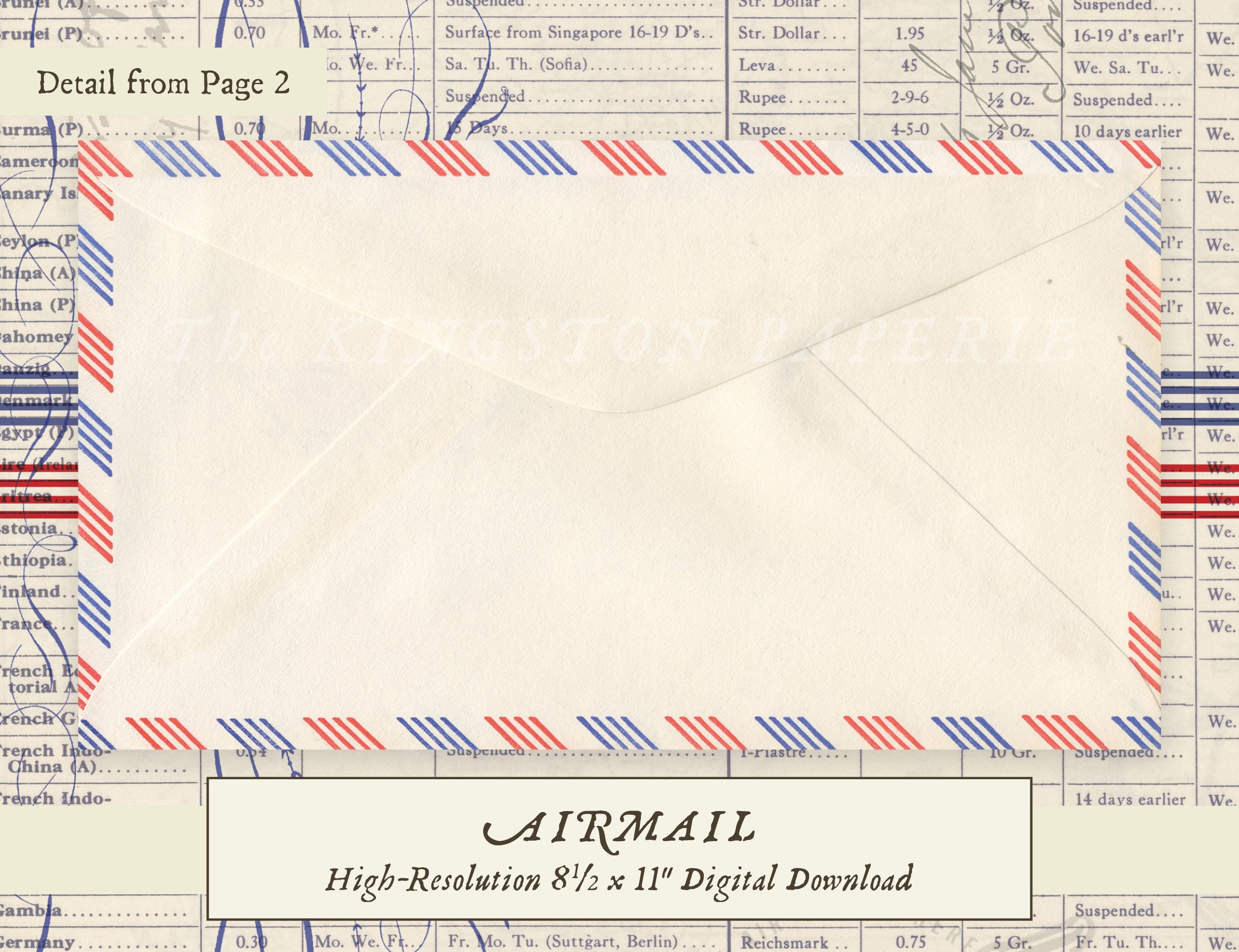 Airmail Printable Digital Download for Journals, Greeting Cards ...