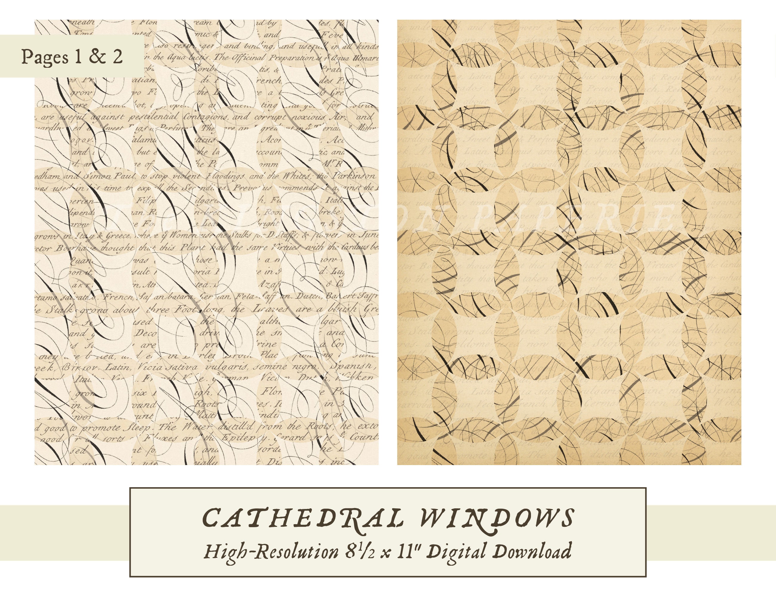 Cathedral Windows Printable Digital Download for Journals, Greeting ...