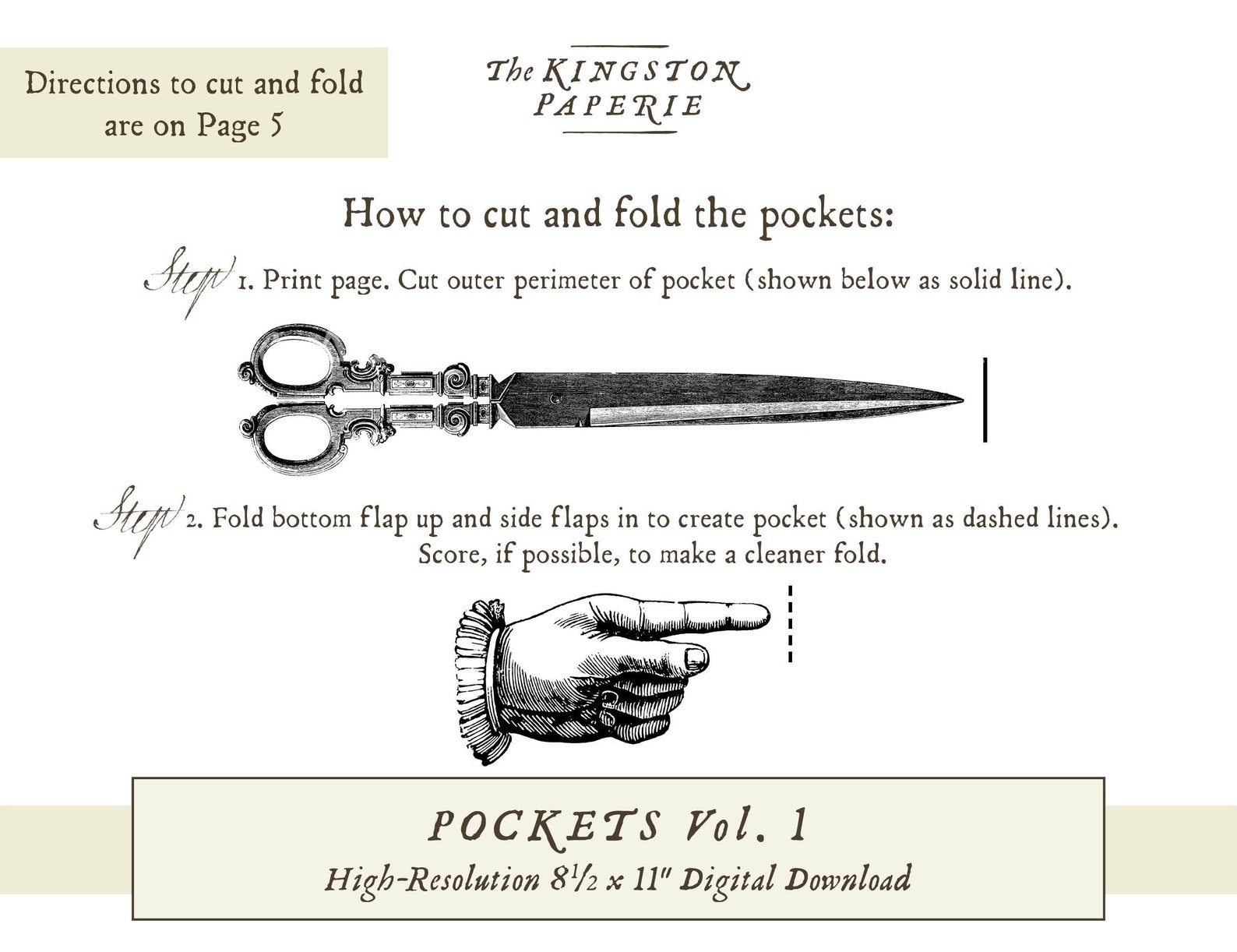 Printable Pockets Digital Download for Journals, Greeting Cards ...
