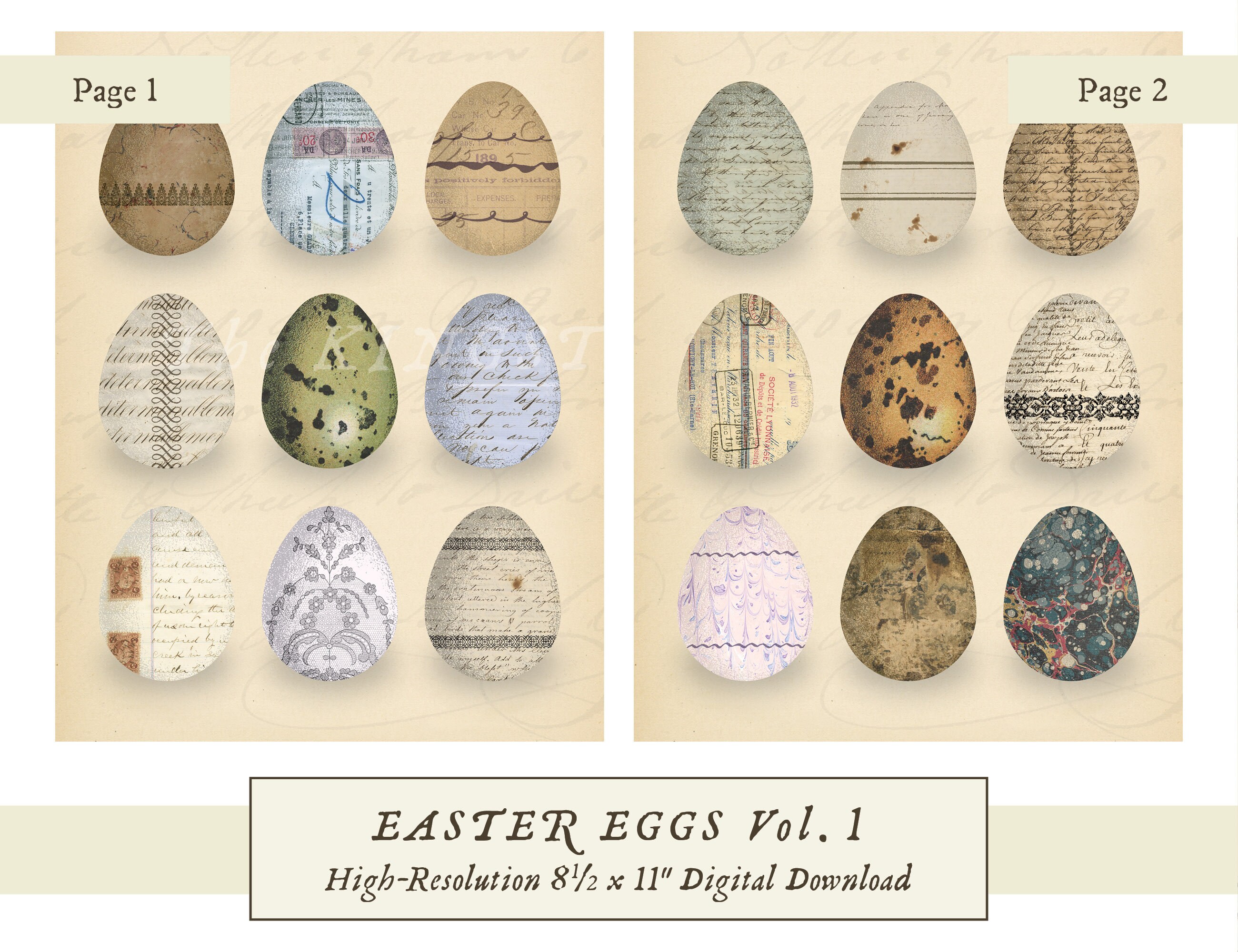 Easter Egg Printable Digital Download for Journals, Greeting Cards ...
