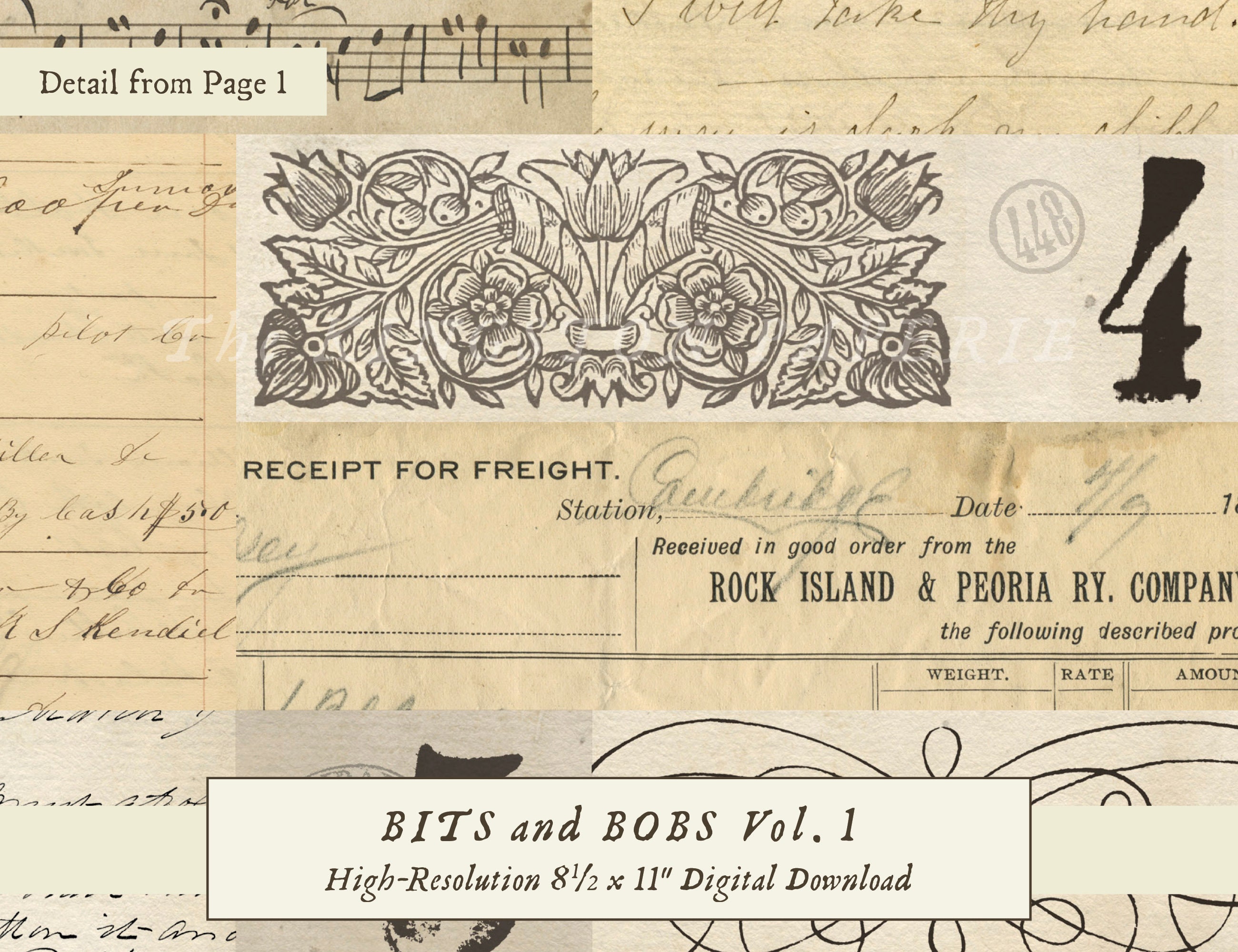 Bits and Bobs Vol. 1 Printable Digital Download for Journals, Greeting Cards, Scrapbooks ...