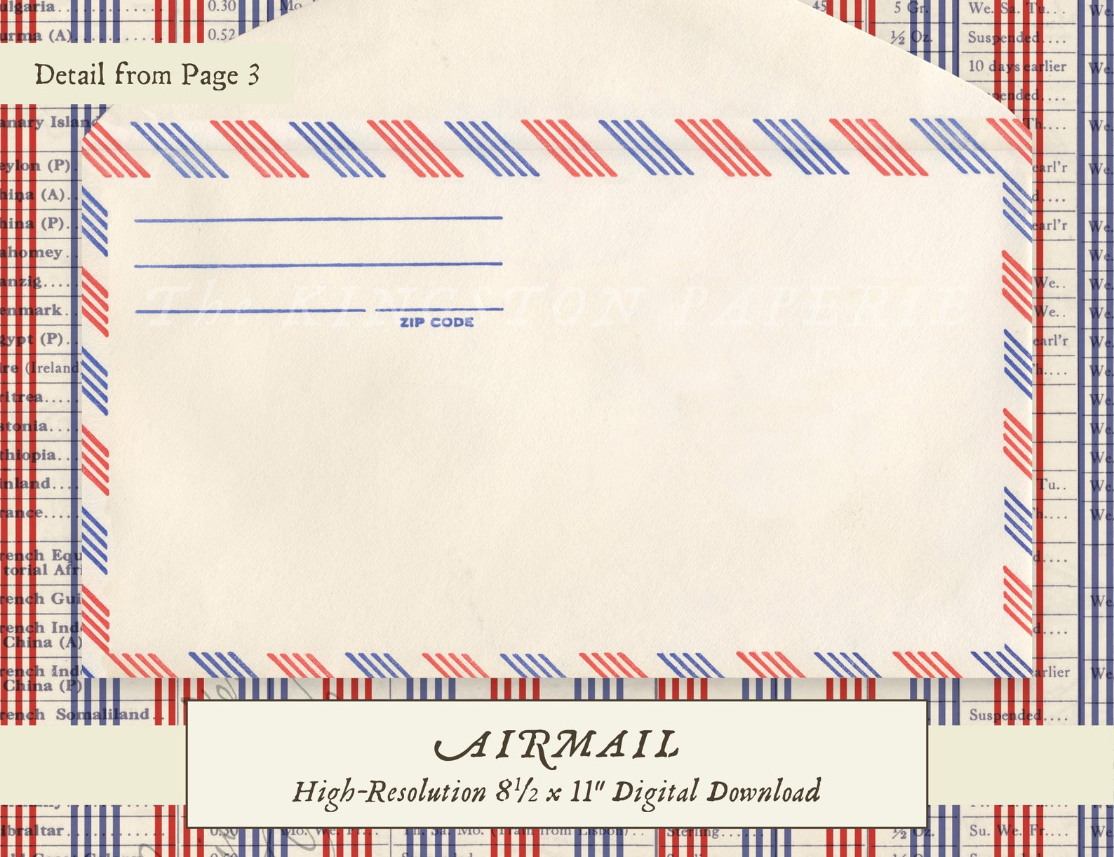 Airmail Printable Digital Download for Journals, Greeting Cards ...