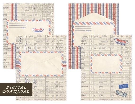 Airmail Printable Digital Download for Journals Greeting - Etsy