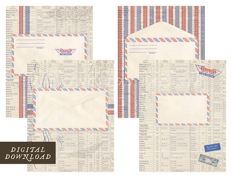 Airmail Printable Digital Download for Journals, Greeting Cards ...
