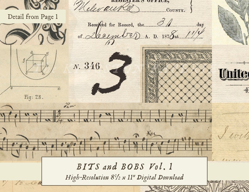 Bits and Bobs Vol. 1 Printable Digital Download for Journals, Greeting ...