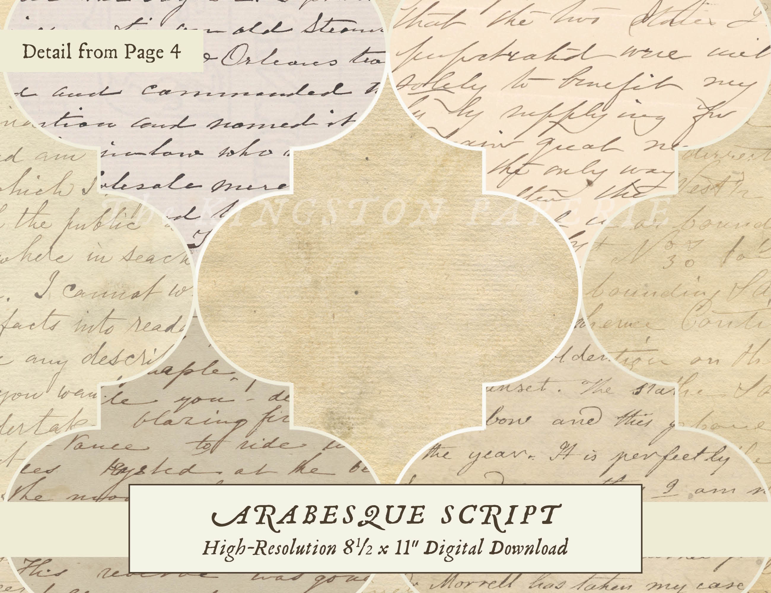 Arabesque Script Printable Digital Download for Journals, Greeting ...
