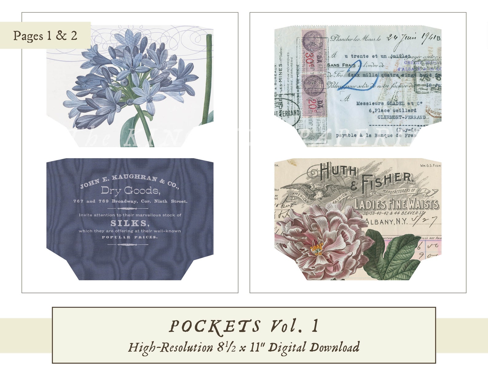 Printable Pockets Digital Download for Journals, Greeting Cards ...