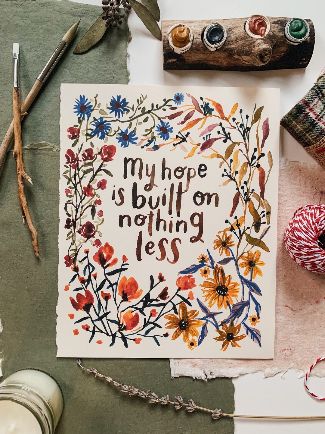 My Hope is Built on Nothing Less Lettering Fine Art Print | Christian ...