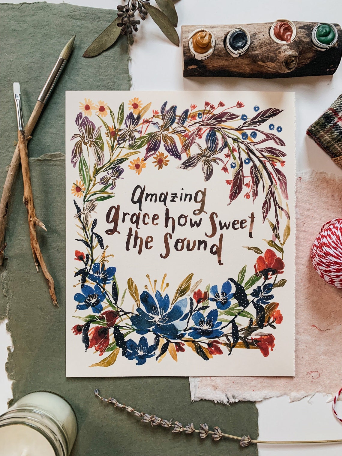 Amazing Grace Lettering Fine Art Print Christian Hymn - Etsy