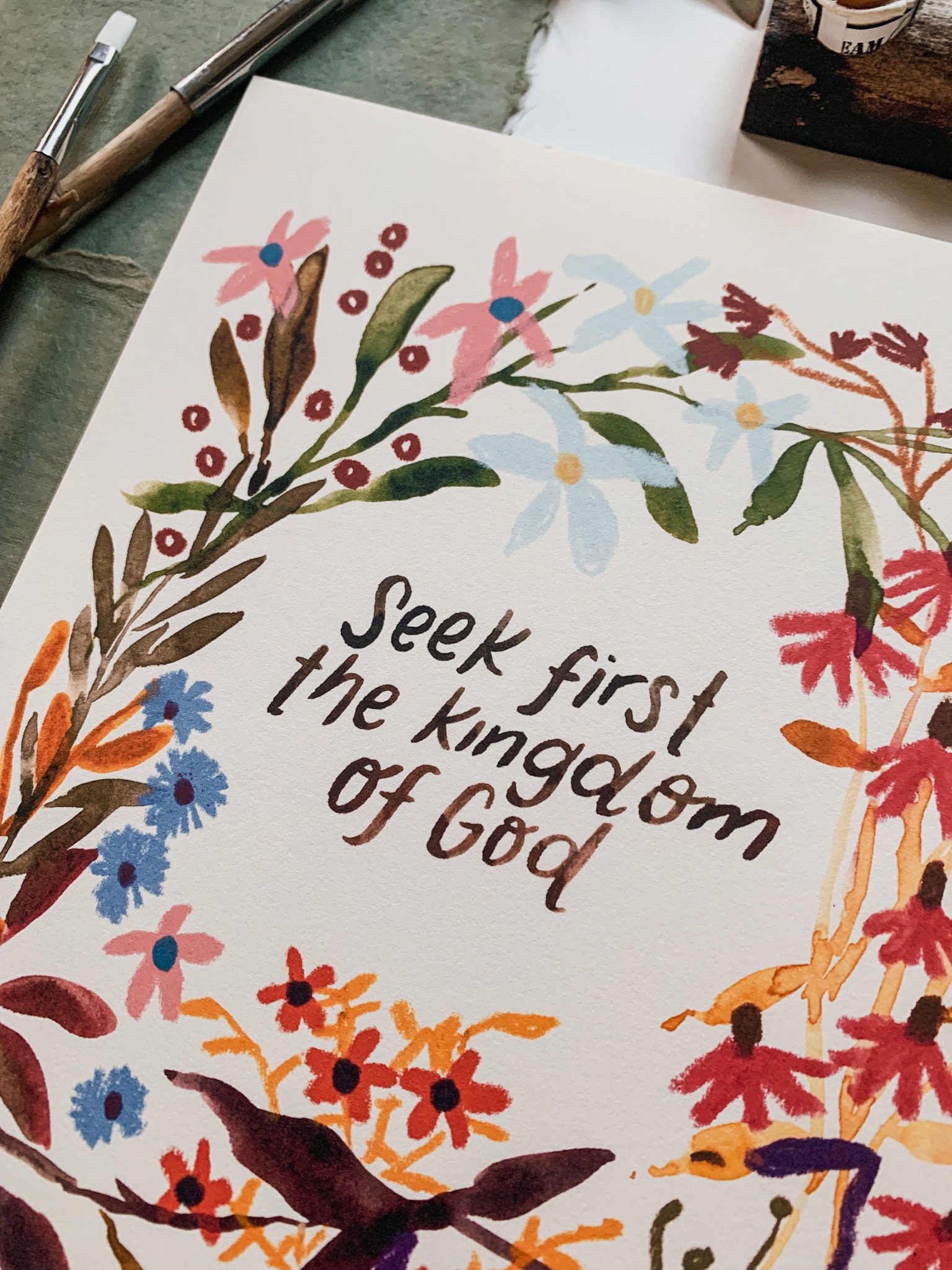 Seek First the Kingdom of God Lettering Fine Art Print Matthew 6:33 ...