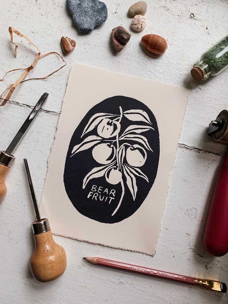 Bear Fruit Block Print | Art Print - Etsy
