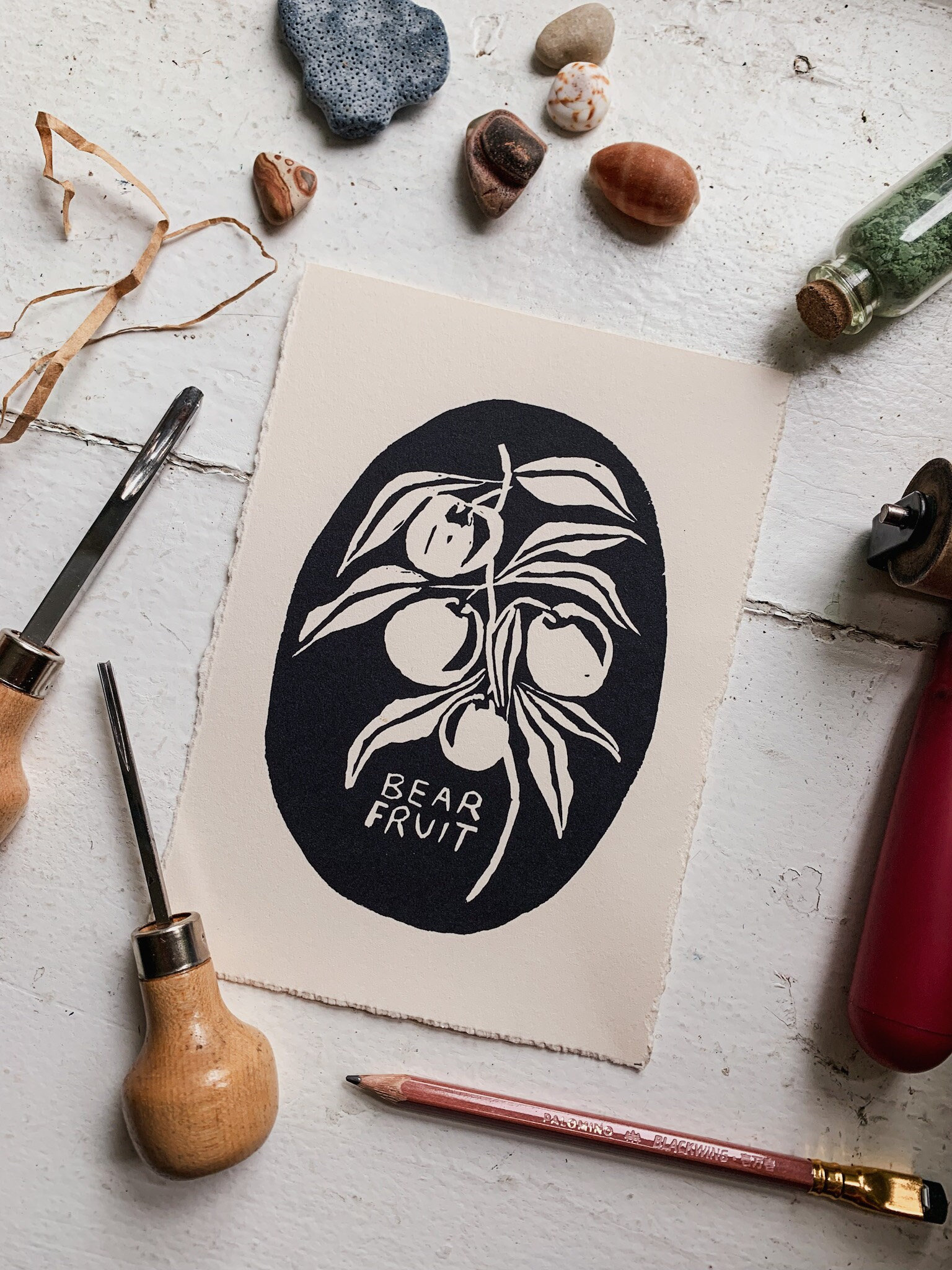 Bear Fruit Block Print | Art Print - Etsy