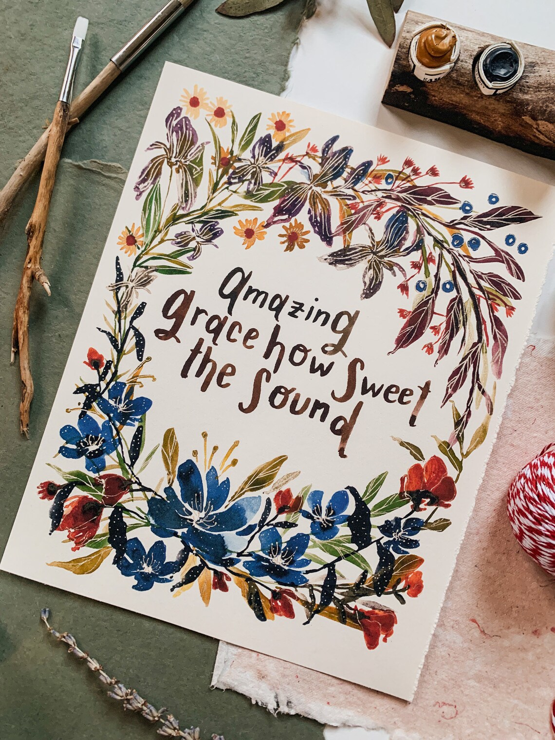 Amazing Grace Lettering Fine Art Print Christian Hymn - Etsy