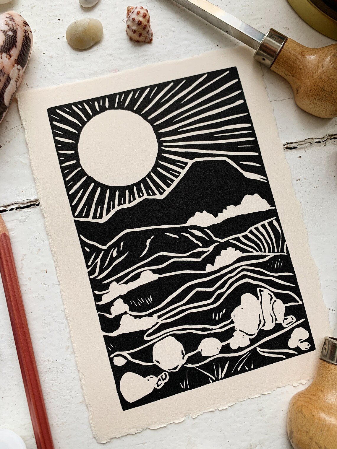 Mountain Block Print | Outdoor Print - Etsy