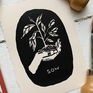 Sow Block Print | Botanical Art Print - Etsy