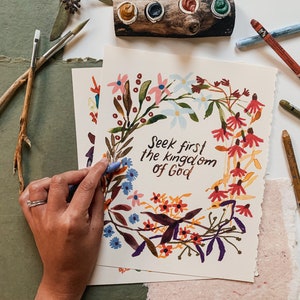 Seek First the Kingdom of God Lettering Fine Art Print | Matthew 6:33 ...