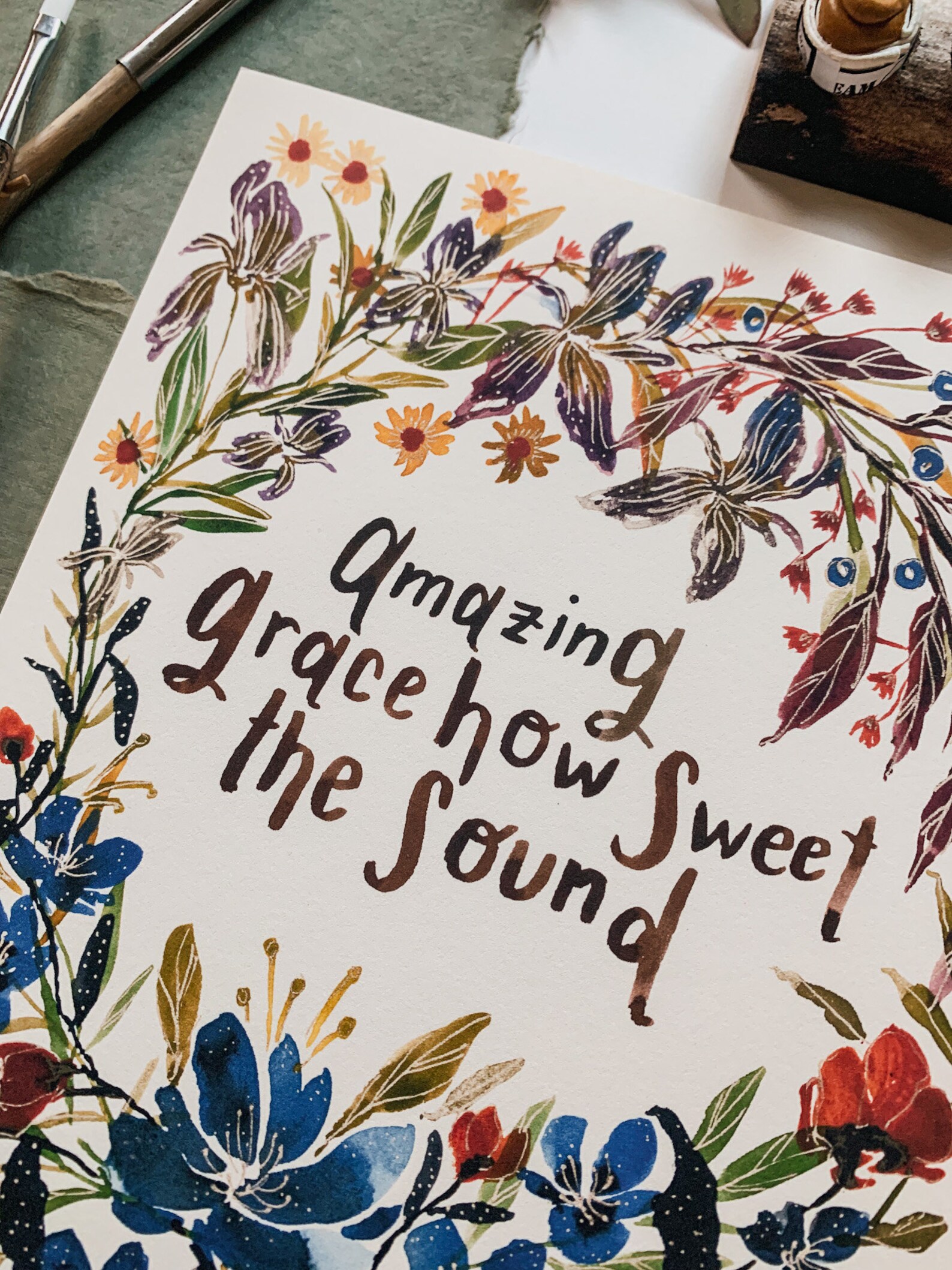 Amazing Grace Lettering Fine Art Print Christian Hymn - Etsy