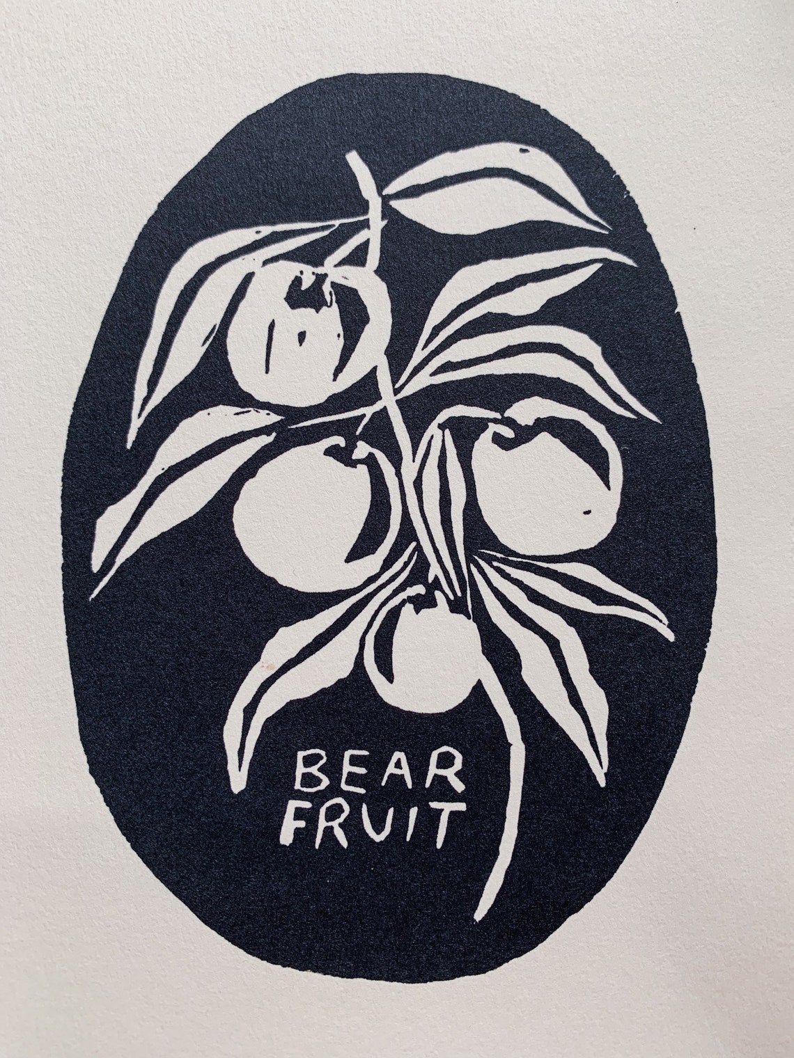 Bear Fruit Block Print Art Print - Etsy