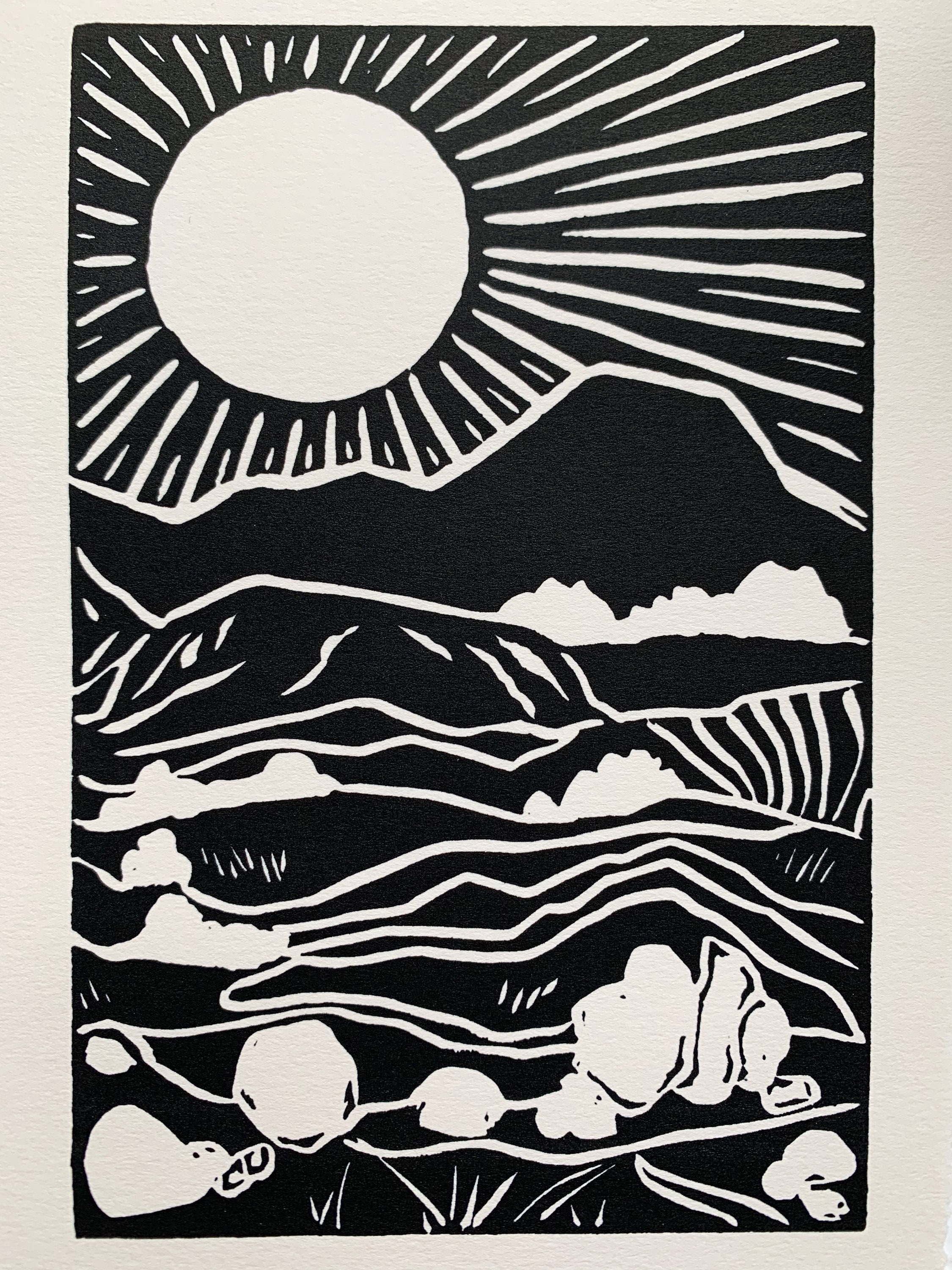 Mountain Block Print Outdoor Print - Etsy