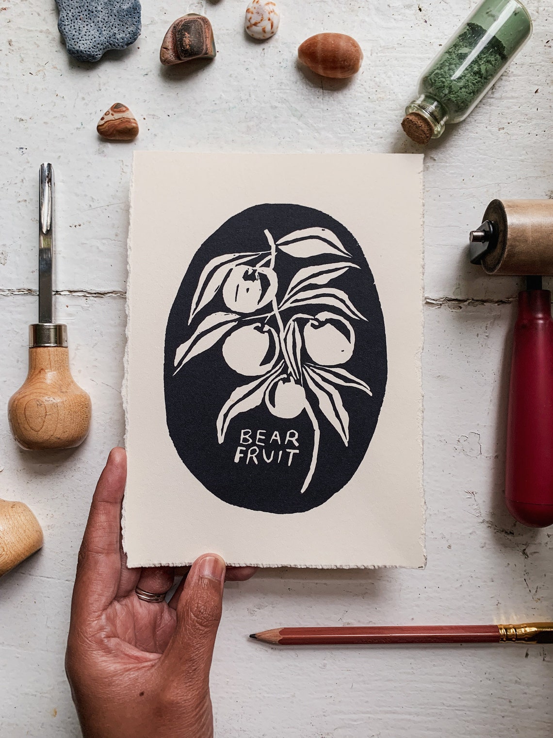 Bear Fruit Block Print | Art Print - Etsy