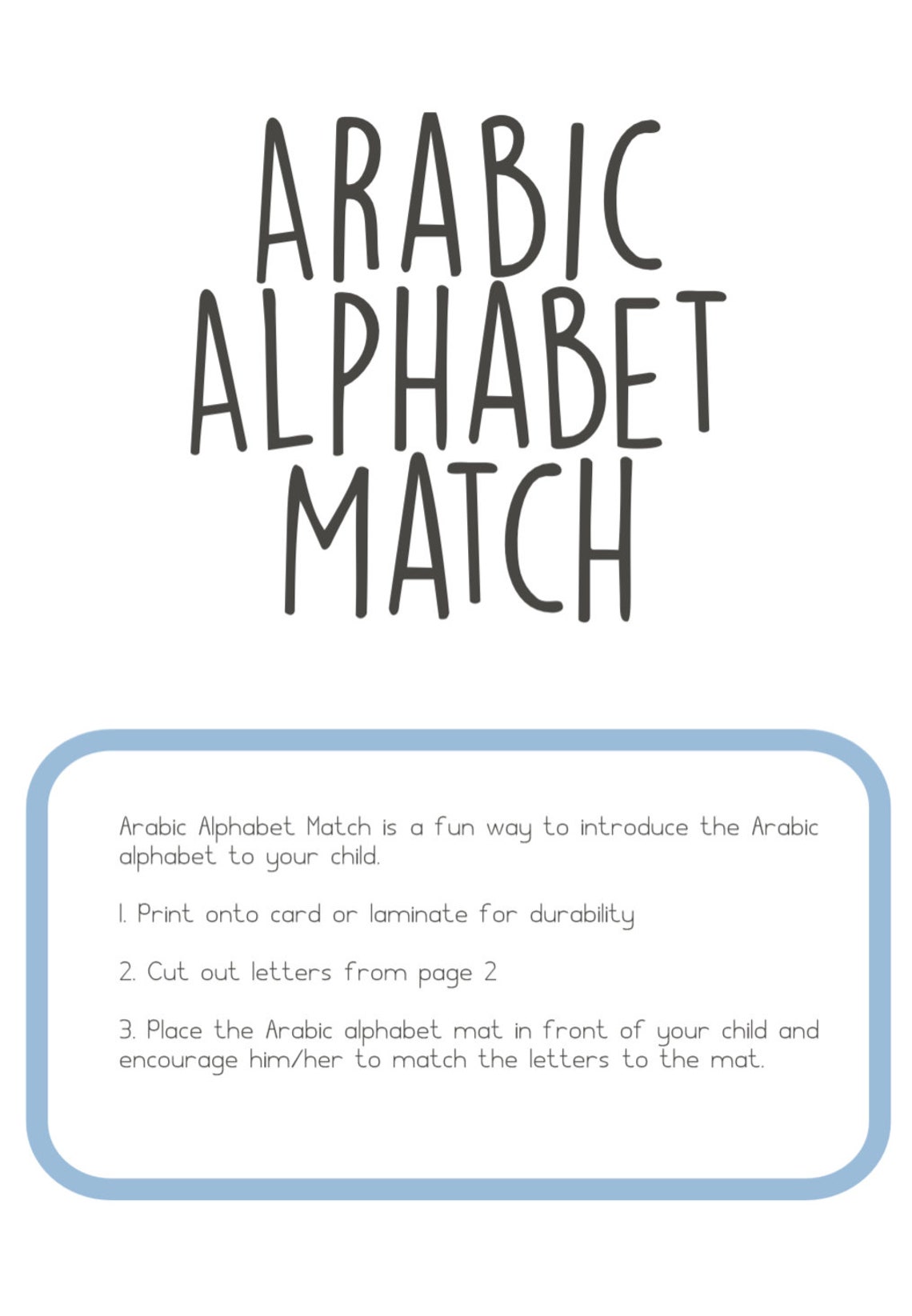 Arabic Alphabet Match - Etsy UK