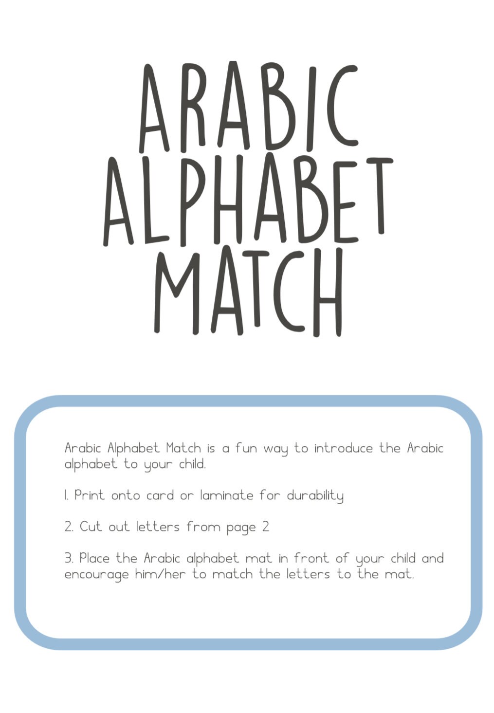 Arabic Alphabet Match - Etsy UK