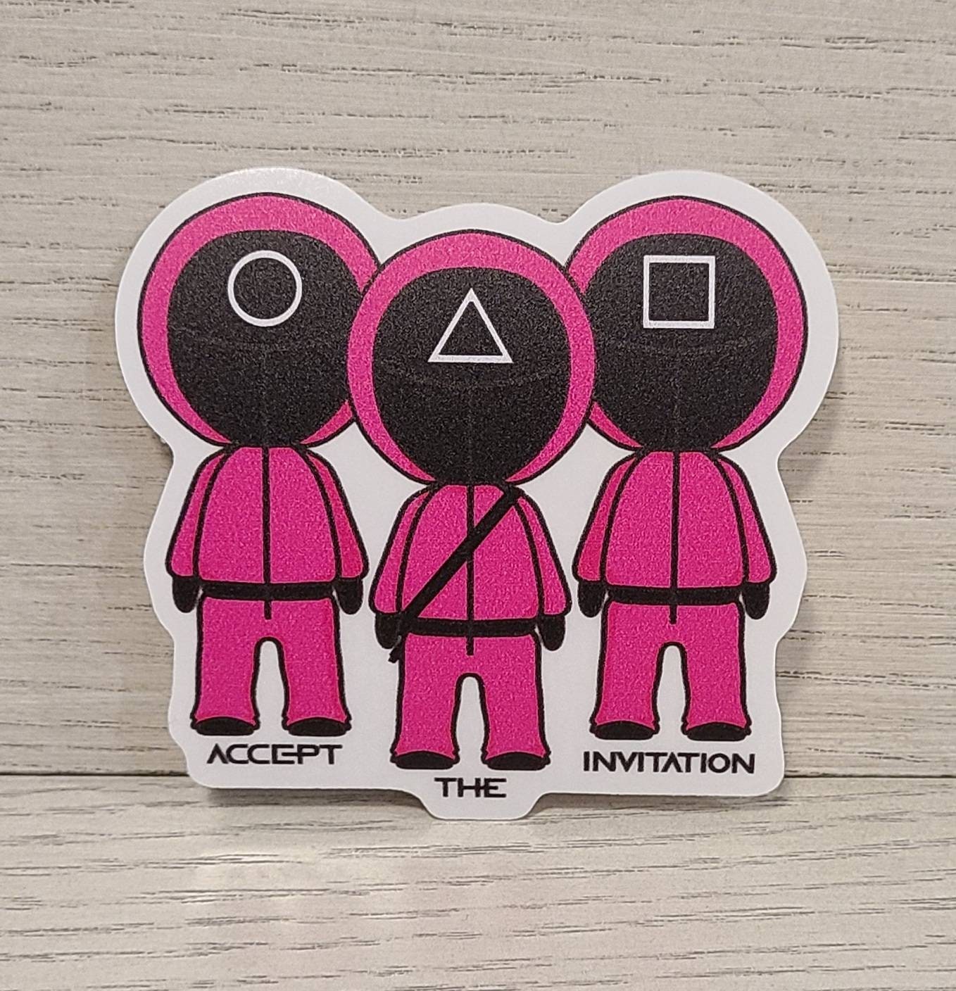 Pink Soldier Guards, Circle, Triangle, Square Squid Game Minions, Clear ...