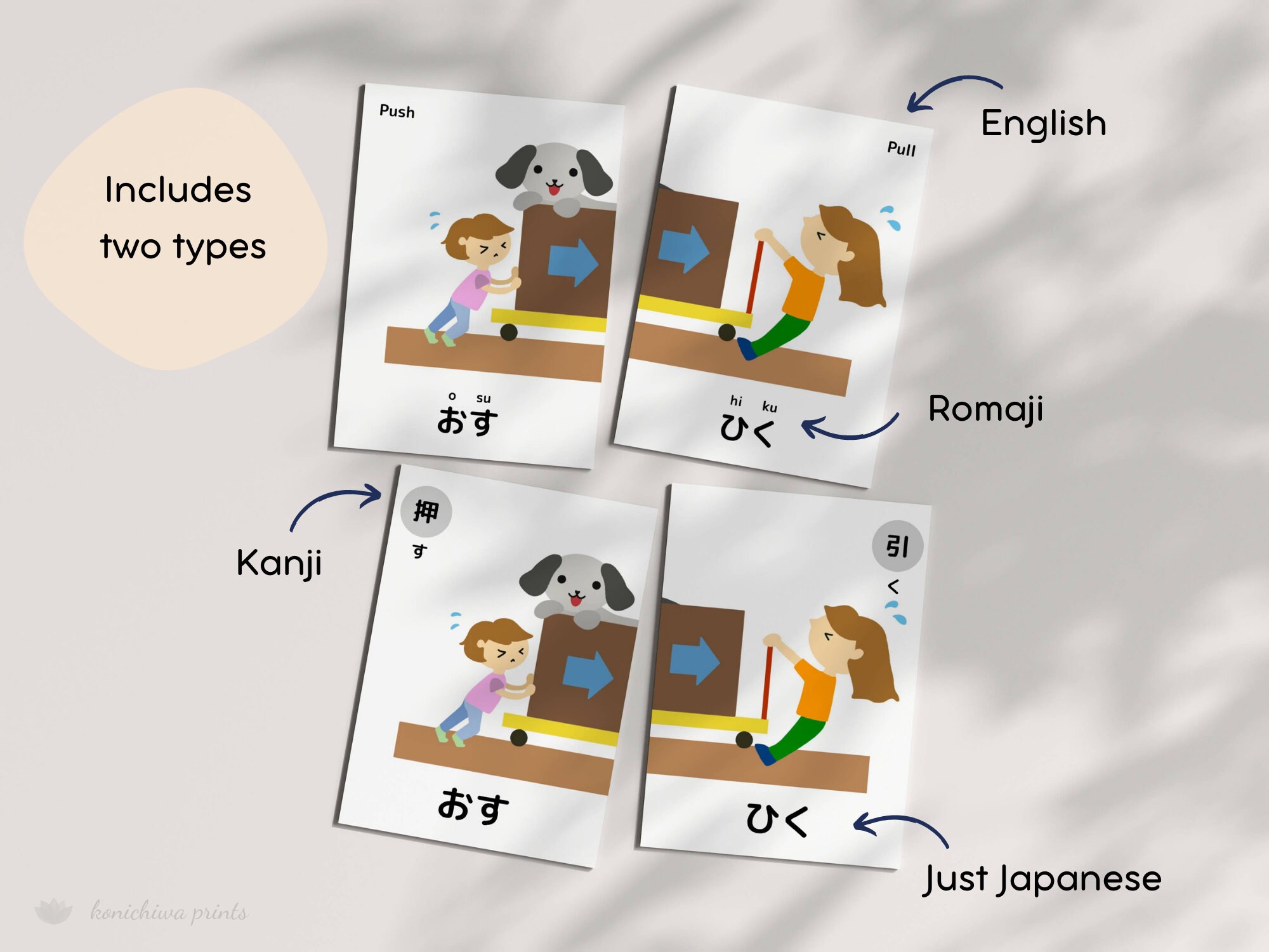 Opposite Flashcards in Japanese japanese Study, Japanese Education, for ...