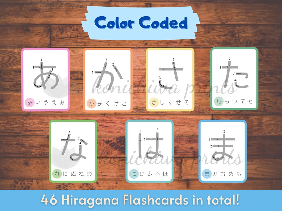 Japanese Hiragana Stroke Order Flashcards - Printable Flashcards ...