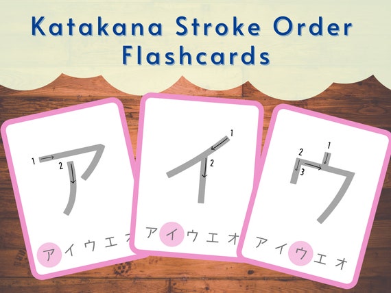 Japanese Katakana Stroke Order Flashcards Printable | Etsy