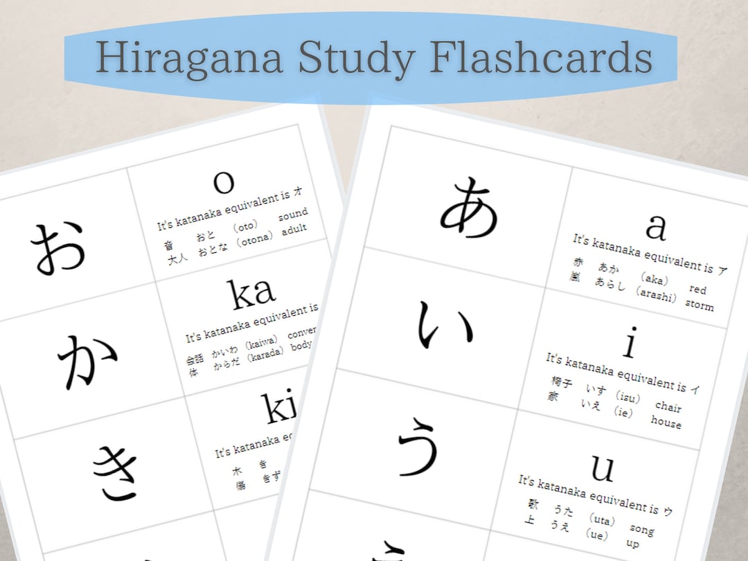 Japanese Hiragana Study Flashcards - Digital Download, Printable PDF - Etsy