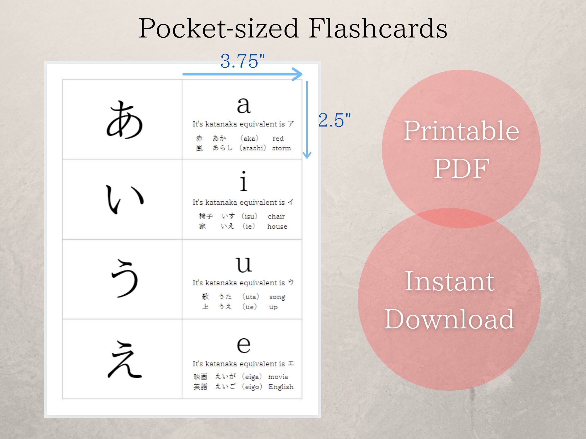 Japanese Hiragana Study Flashcards Digital Download, Printable PDF - Etsy