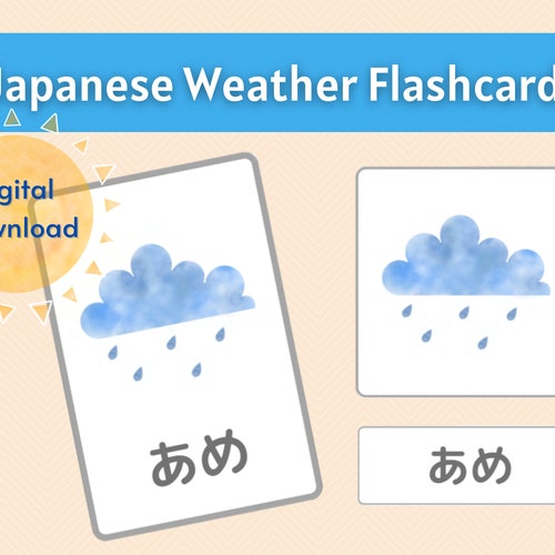 Japanese Weather Flash Cards Montessori Cards japanese 3 - Etsy