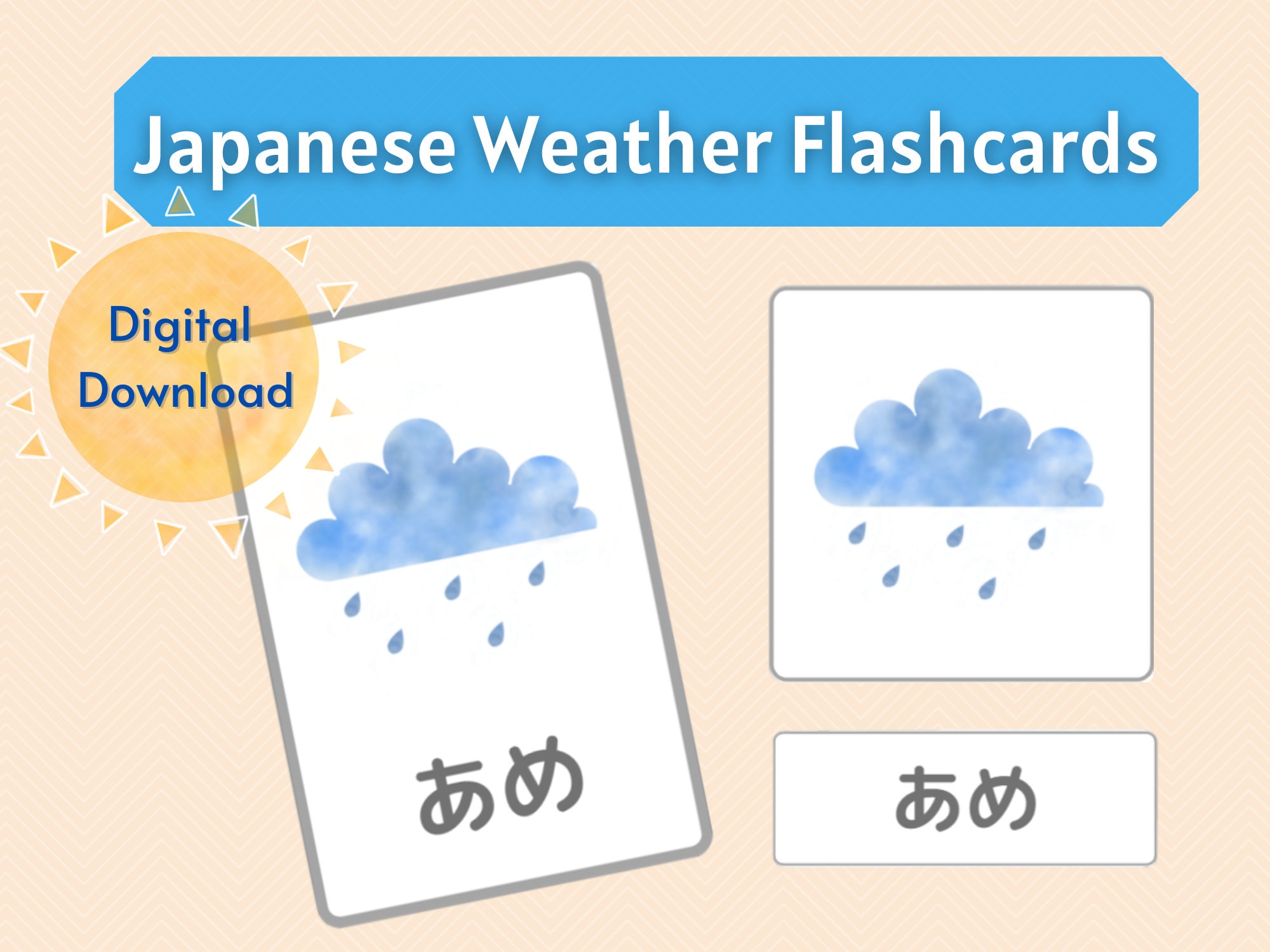 Japanese Weather Flash Cards - Montessori Cards (japanese, 3 Part Cards ...