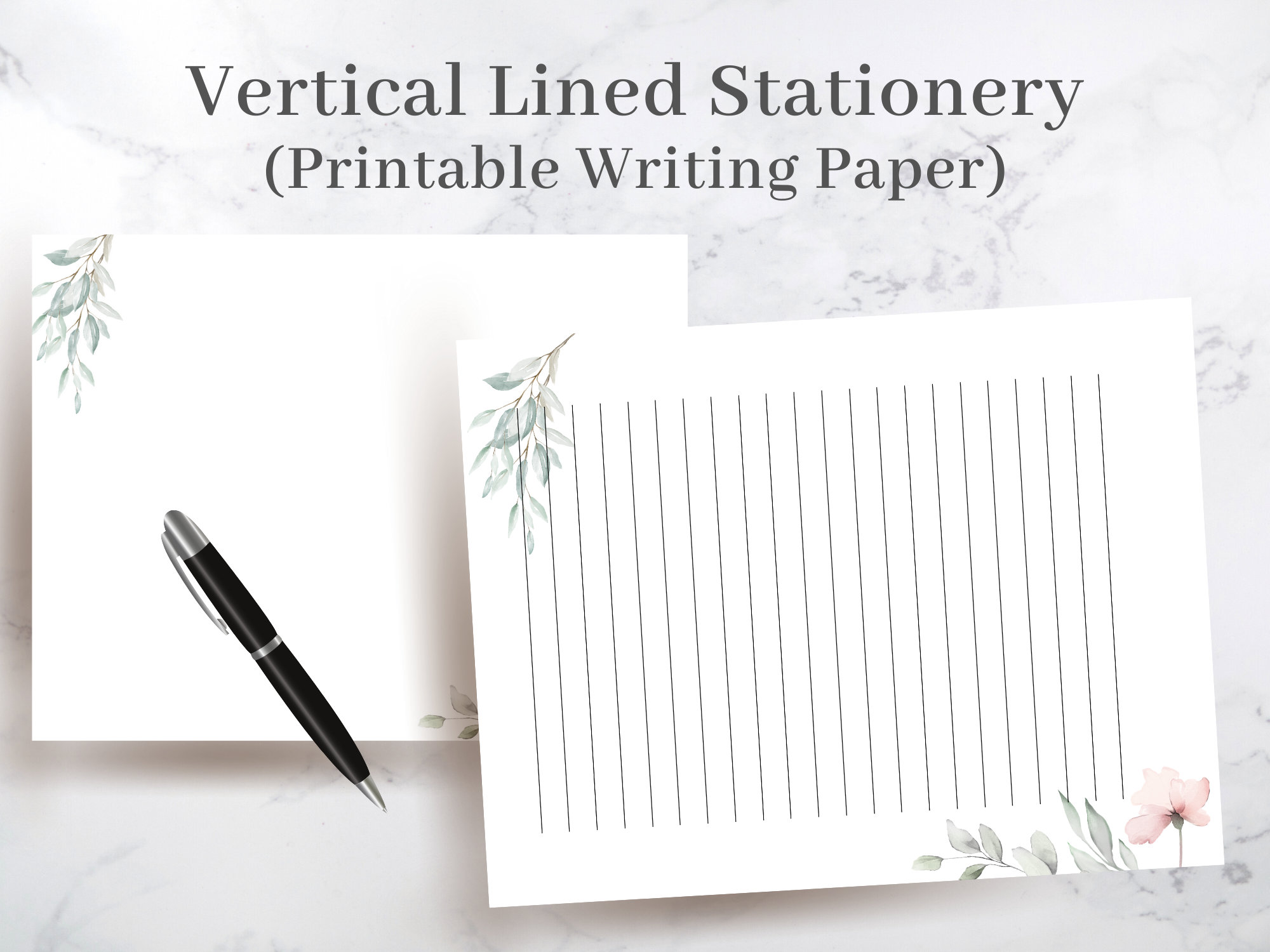 Vertical Lined Printable Stationery Printable Stationary Paper, Digital ...